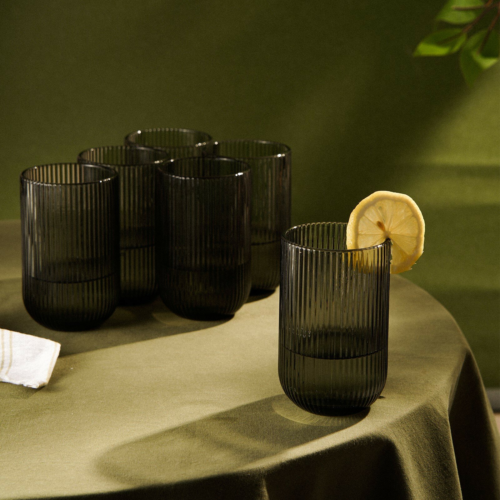 Стаканы SL Home «Модерн», 400 мл, 8×13 см, набор 6 шт, стекло, графитовые