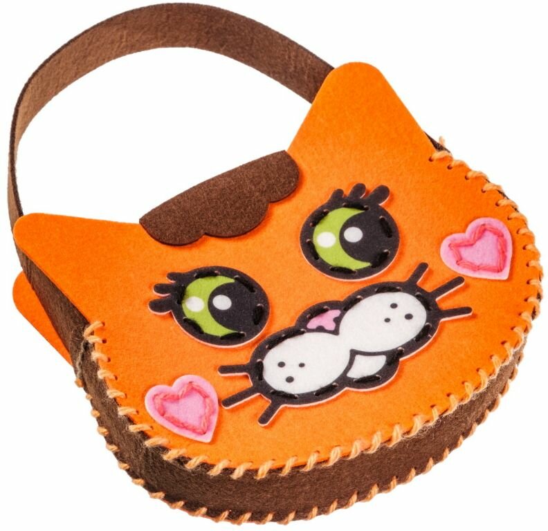 Заготовка для творчества и рукоделия Smile Decor "Фетровый мурлыка", изготовление сумки своими руками, детский набор для шитья и поделок