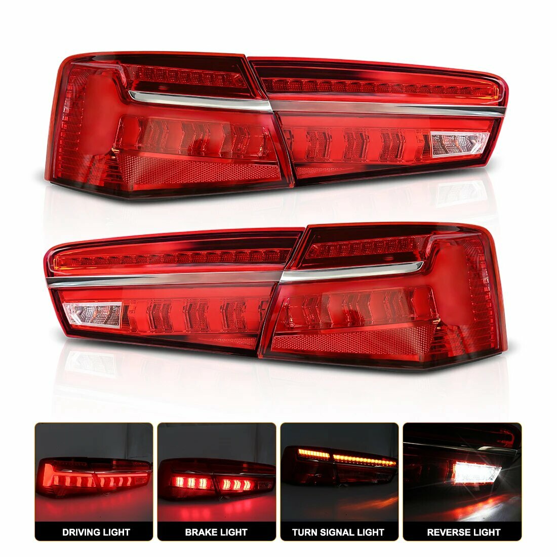 Задние фонари для Audi A6 C7 2012 2013 2014 2015, задний тормоз, парковка, указатель поворота, ходовые огни, левый/правый автомобильный светодиодный задний фонарь Red Surface