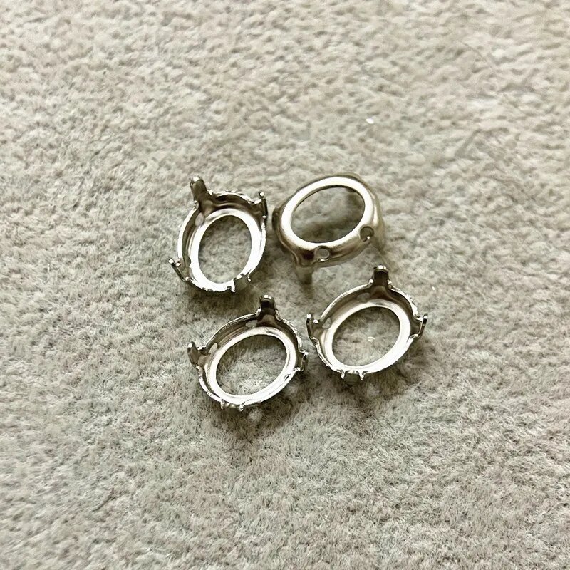 Металлические овальные аксессуары для страз, медь 8x10mm - Silver