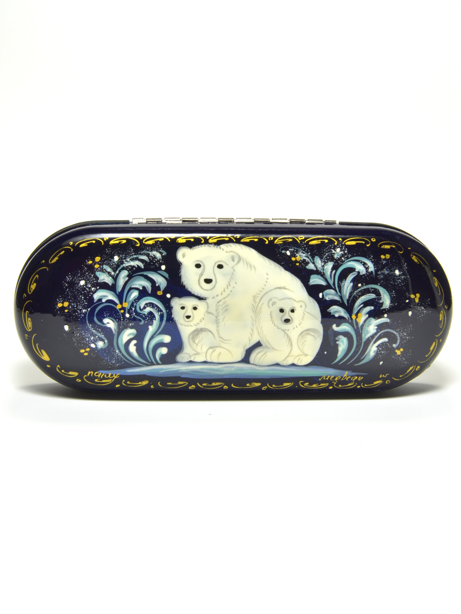 Футляр для очков женский. Белые медведи. Очечник. Авторская ручная роспись.