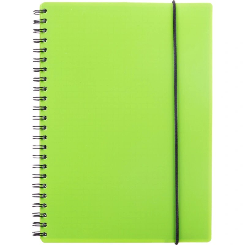 Бизнес-тетрадь Тетрадь Attache Neon А5 96л кл. спираль, обл. пластик зеленый