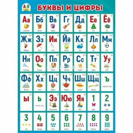 Плакат А2 "Буквы и цифры" 070.787 "Мир поздравлений"