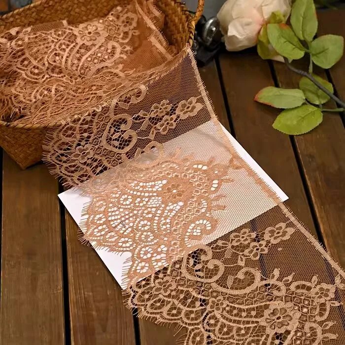 Французское кружево 18см полиэстер 3м brown