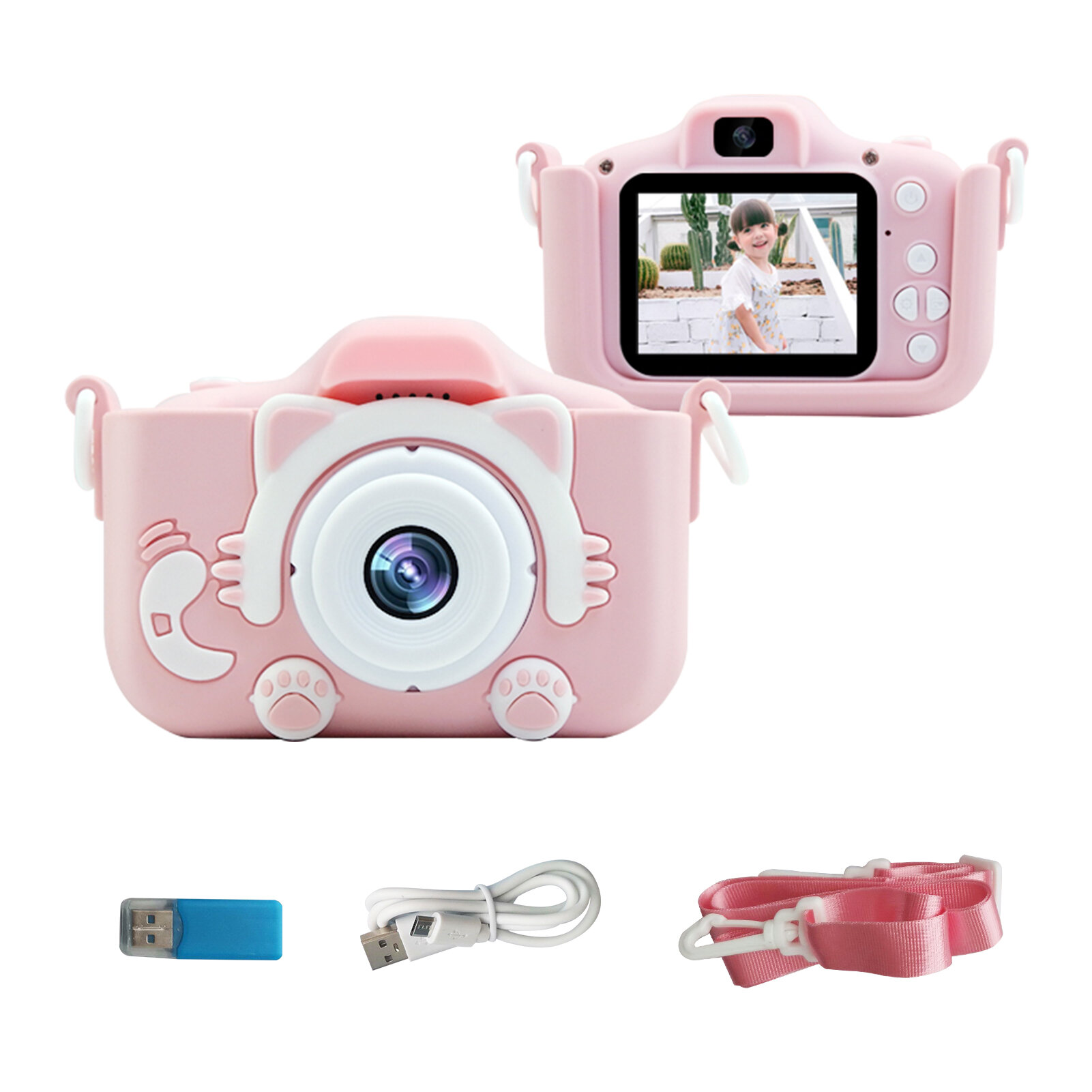 Портативная Детская Цифровая Камера 20MP 1080P HD Видеокамера с 1.9-дюймовым Экраном, Поддержка 32GB Карты Памяти, Игры, Съемка В Наутуре, Подарок На День Рождения Рождество, Розовый/Синий, ABS, 600mAh Аккумулятор, 5472*4140, 1920*1080, 10.5*6.5*5.0cm