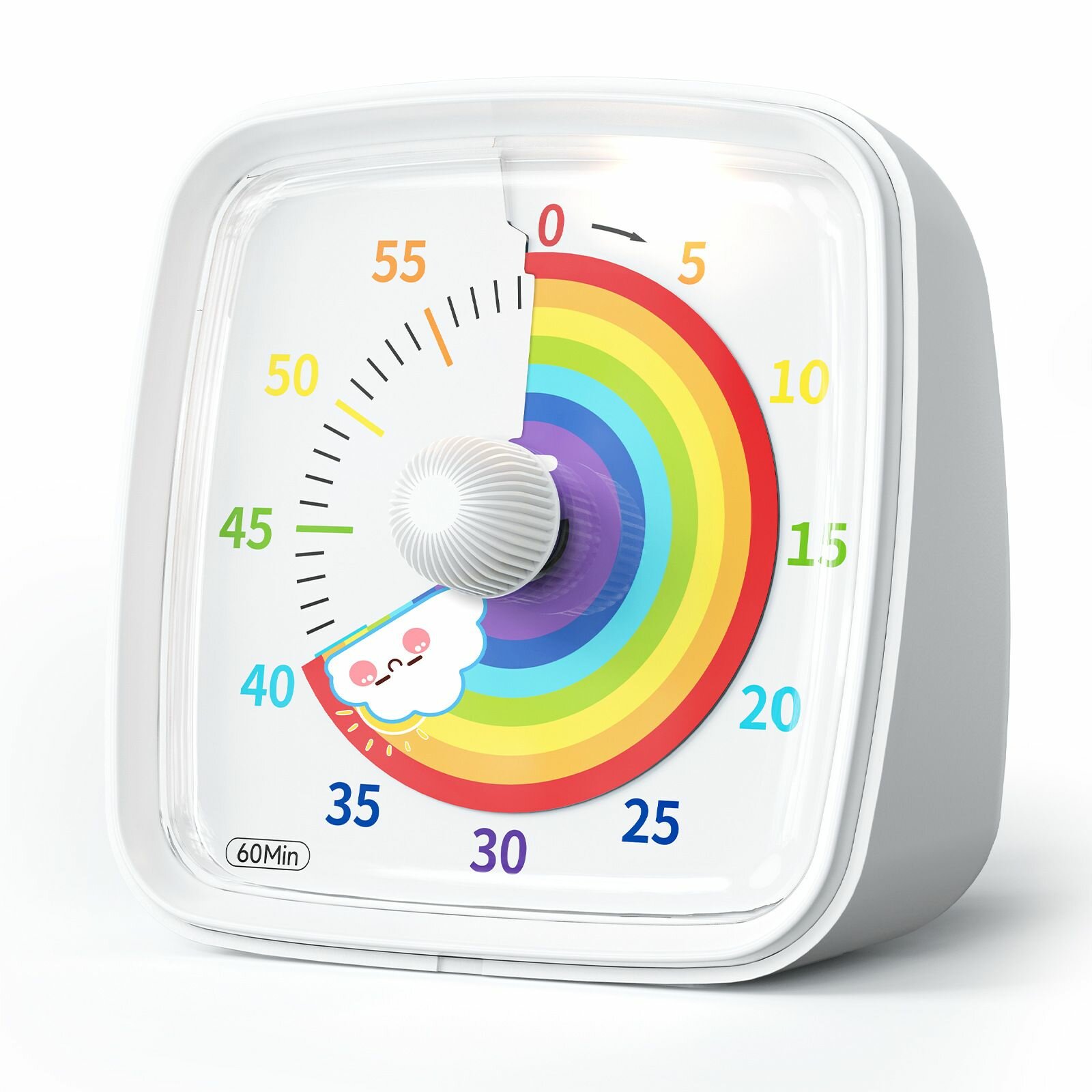 Визуальный таймер на 60 минут с ночником, таймер обратного отсчета, узор Помидор-радуга для детей и взрослых, белый