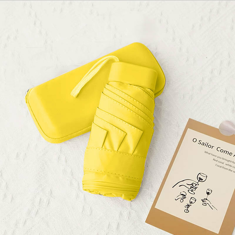 Зонт, плоский, мини, ультралегкий, виниловый, солнцезащитный, желтый, 60% скидка