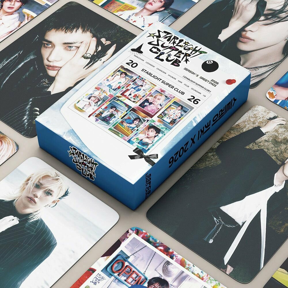 Карты Stray Kids LOMO 55 шт. Кпоп Stray Kids альбом STARLIGHT SUPER CLUB Kарточки Стрей Кидс KARMA Плакат фотокарта