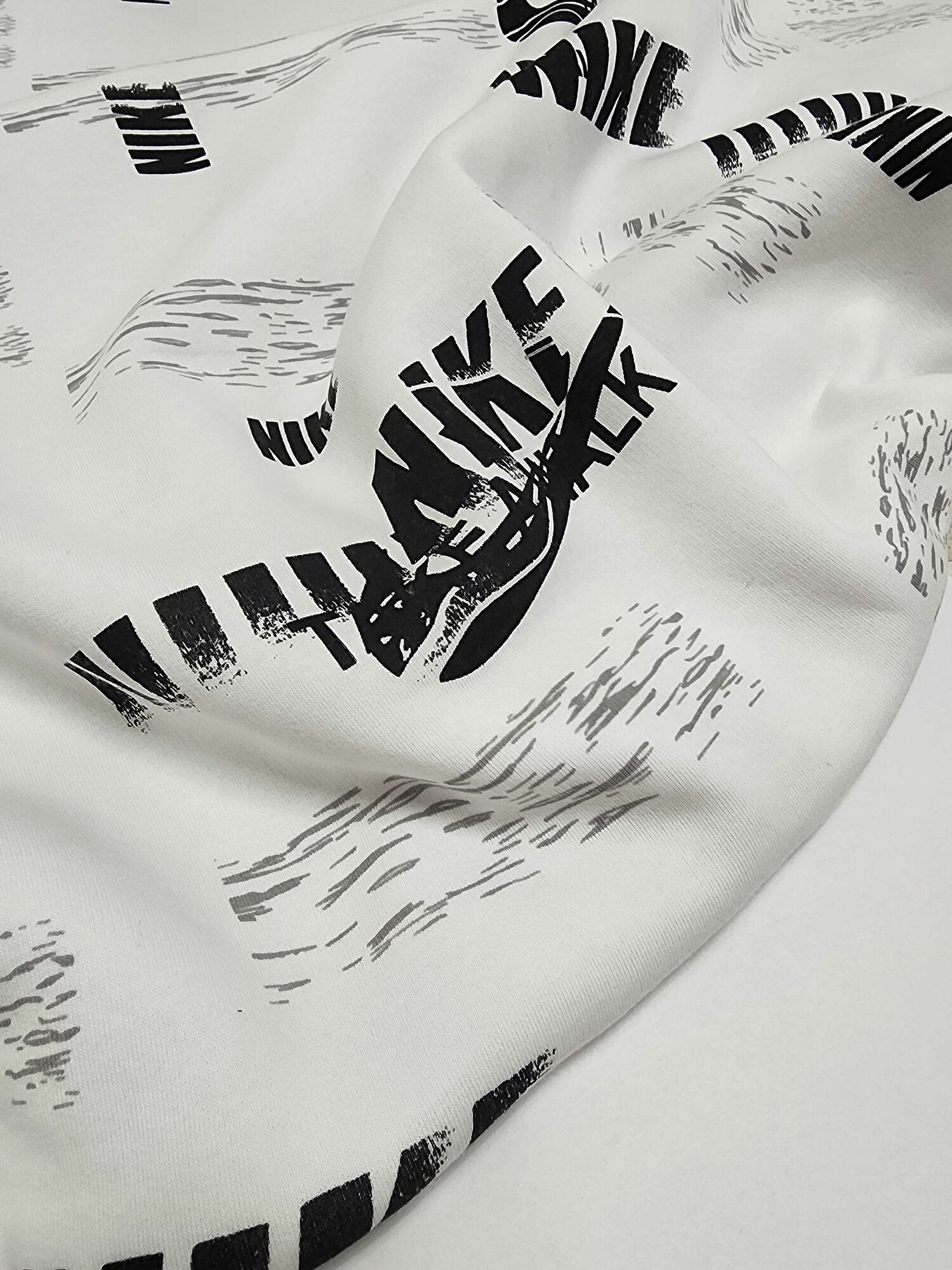 Ткань Футер 3х-нитка хлопок начес, черно-белый, 150*180см