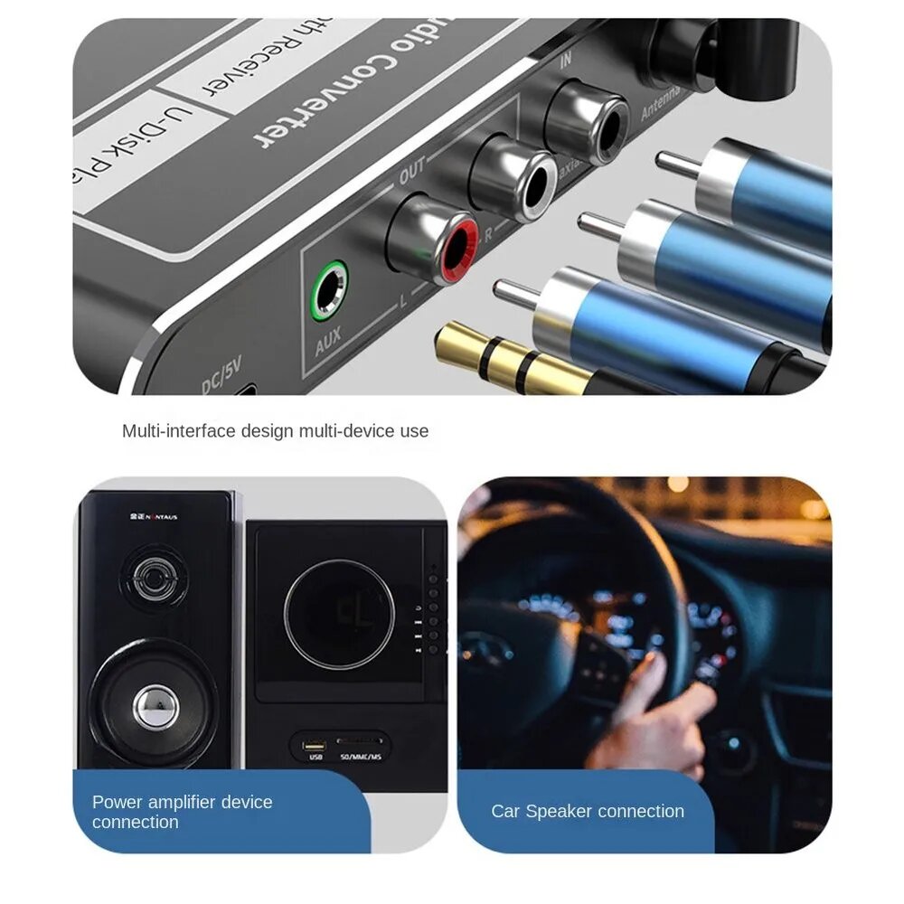 Беспроводной HIFI-конвертер Bluetooth 5.2-приемник, аудио ЦАП, AUX, RCA