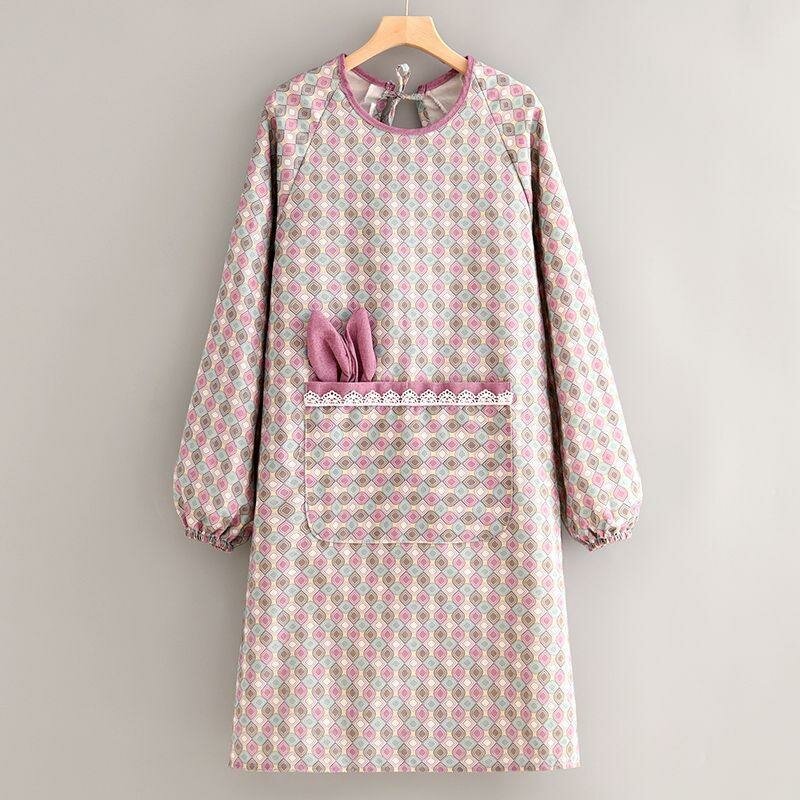 Простой стиль холщового фартука с длинными рукавами, комбинезон для дома и кухни, анти-грязевой фартук для взрослых женщин, износостойкая защитная одежда