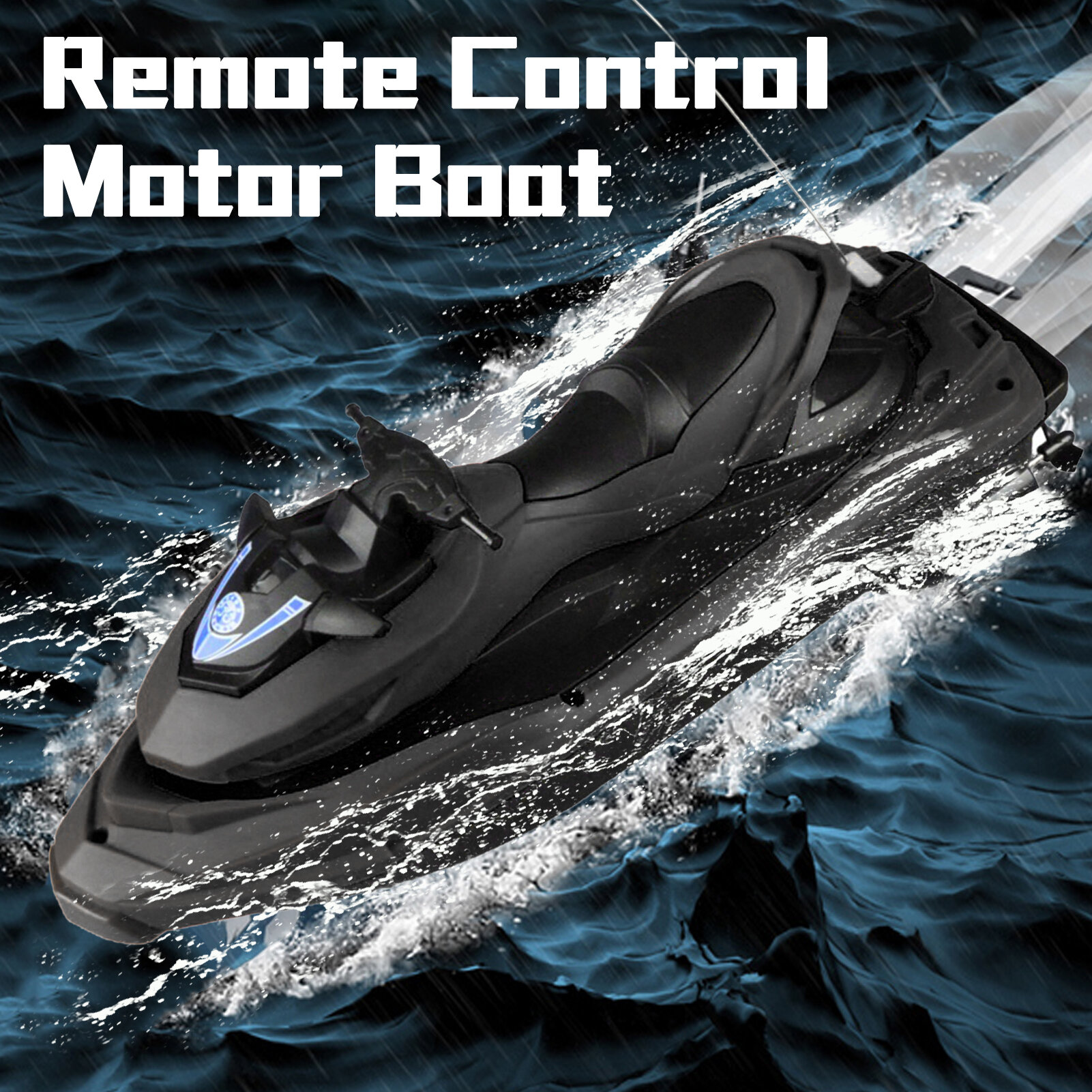 Моторная лодка с дистанционным управлением, скоростная лодка с дистанционным управлением для детей и взрослых, черная.