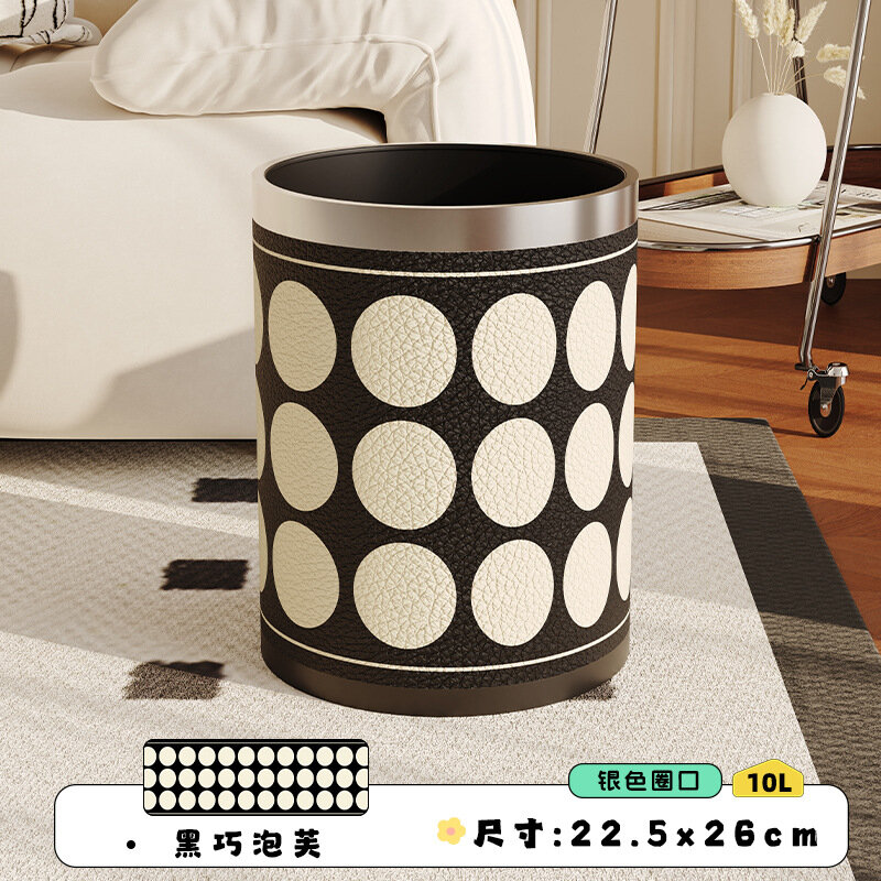 Французский стиль кожаного круглого мусорного ведра для дома, легкая роскошь, высококачественный большой размер для гостиной, кухни, винтажная высококачественная корзина для мусора