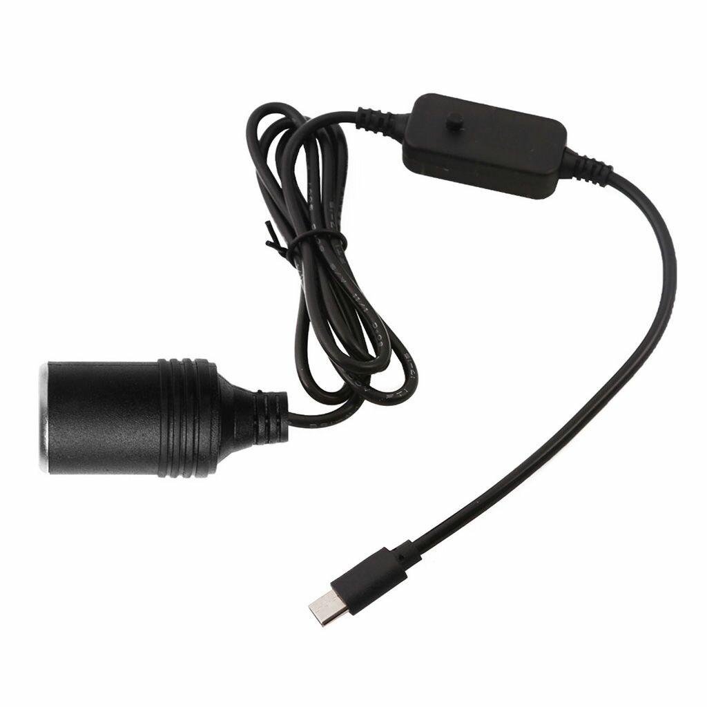 Кабель-переходник, TYPE C на 5V9V12V15V20V регулируемый прикуриватель-120 см, 1 шт.
