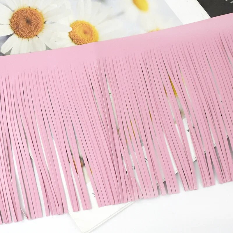Бархатная бахрома из искусственной кожи Meetee 2 м Розовый, 15cmX3mm, TF207-Pink