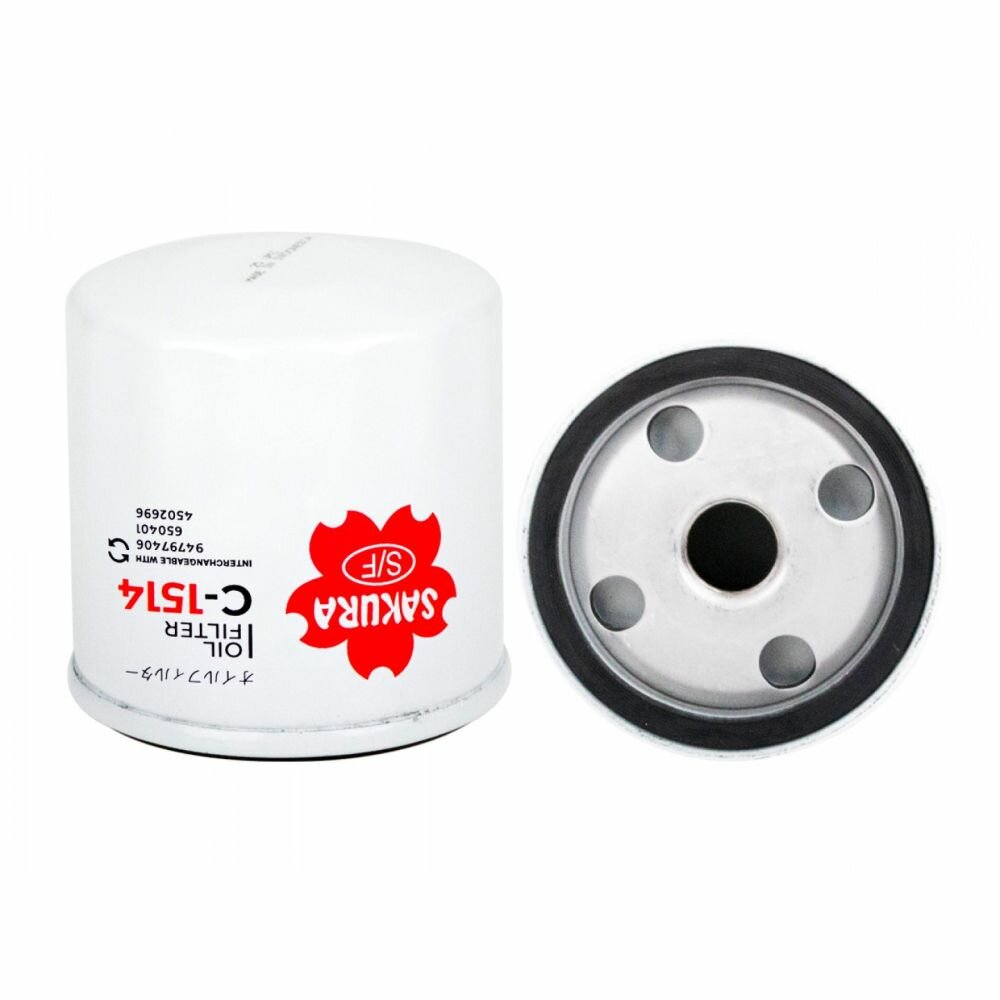 Фильтр масляный для Chevrolet Lanos 2002-2009, Шевроле Ланос фильтр масляный SAKURA C1514, oem 96879797