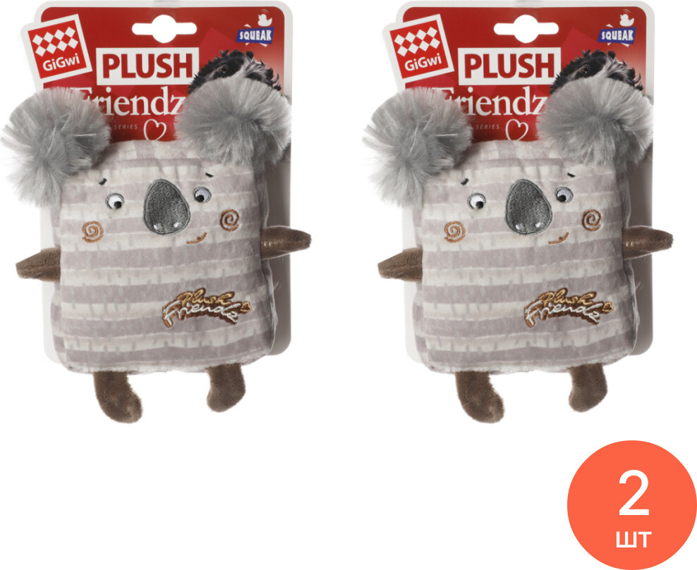 Игрушка для собак GiGwi / ГиГви PLUSH FRIENDZ Коала с пищалкой, размер 16см / зоотовары для животных (комплект из 2 шт)