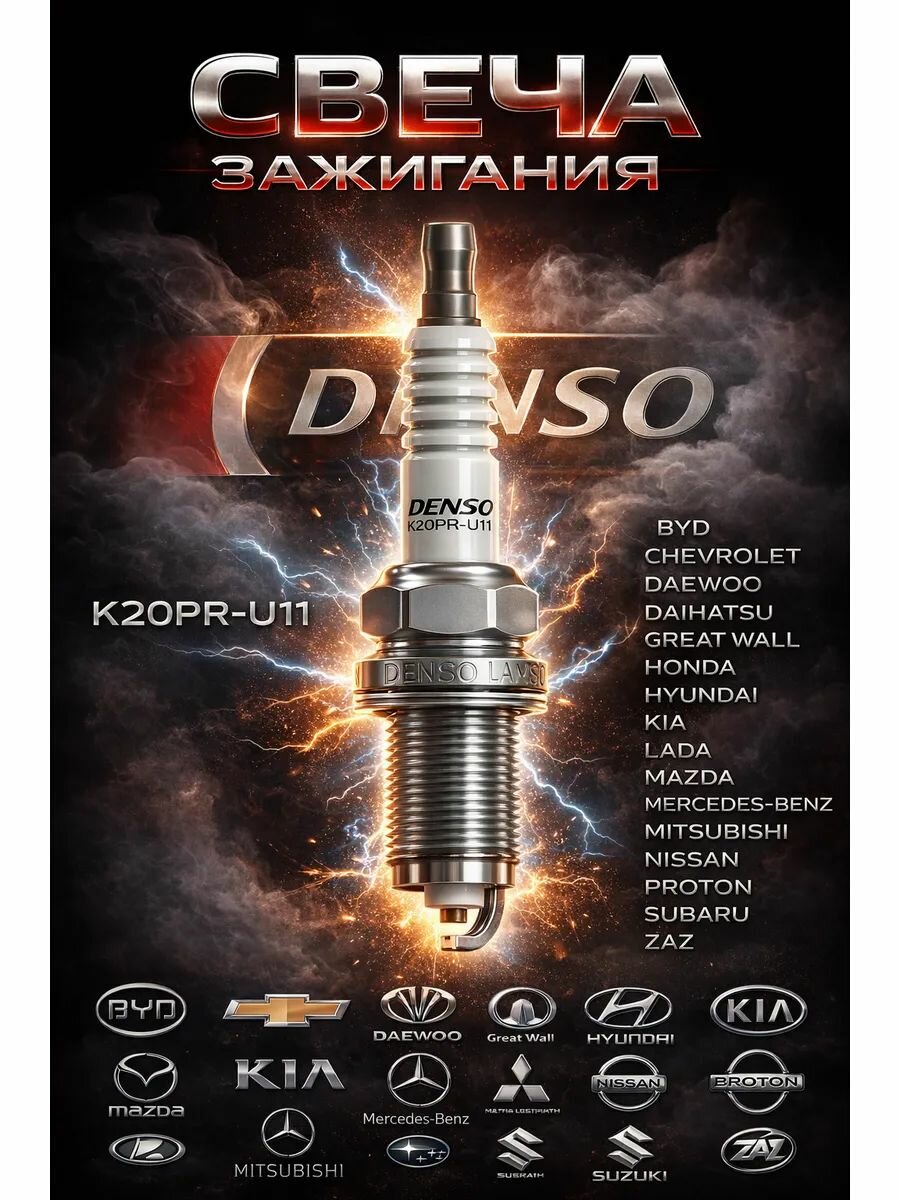 Свеча зажигания K20PR-U11 3121 M14x1.25 19мм никелевая