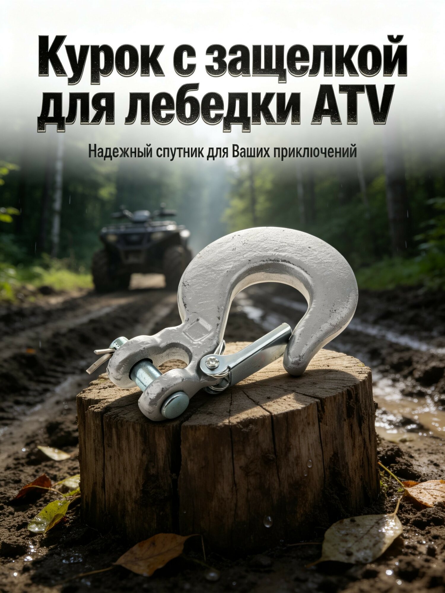 Крюк с защёлкой для автомобильной лебёдки ATV, прочный металлический крепеж 100x65 мм с максимальной нагрузкой 3000 фунтов, совместим с электрическими системами