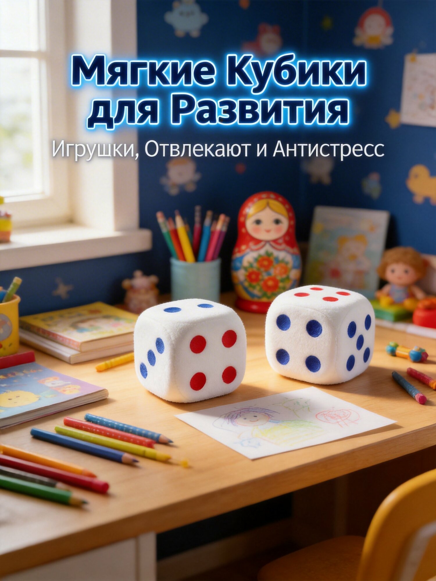 Поролоновые кубики для игр и обучения, мягкие безопасные с крупными цифрами для развития моторики и снятия стресса в доме, школе и офисе