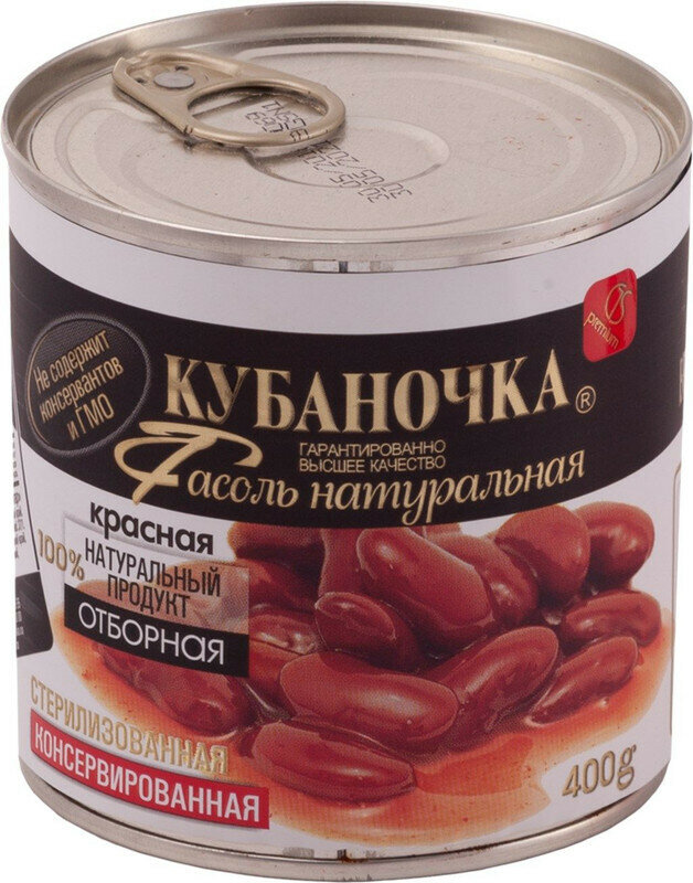 Кубаночка Фасоль красная натуральная, 400 гр, 12 шт