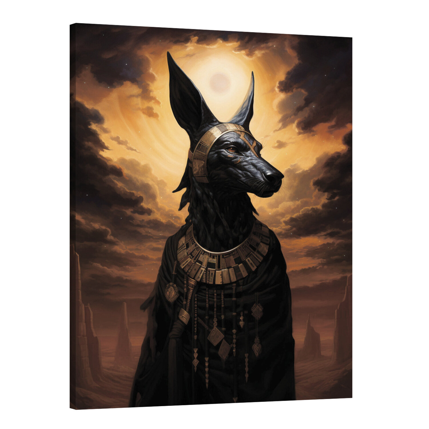 Интерьерная картина 50х70 "Анубис: воплощение божественной мудрости"