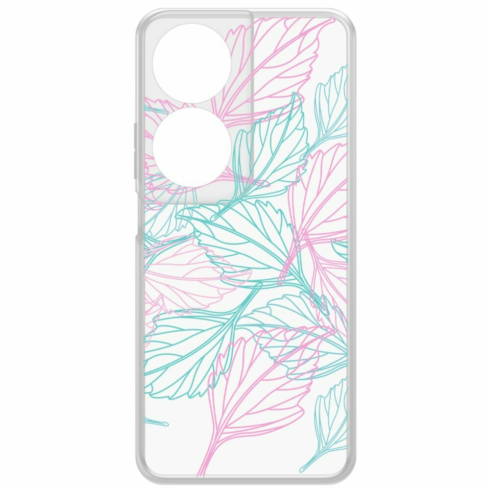 Чехол-накладка Krutoff Clear Case Листья паттерн для Honor X7b
