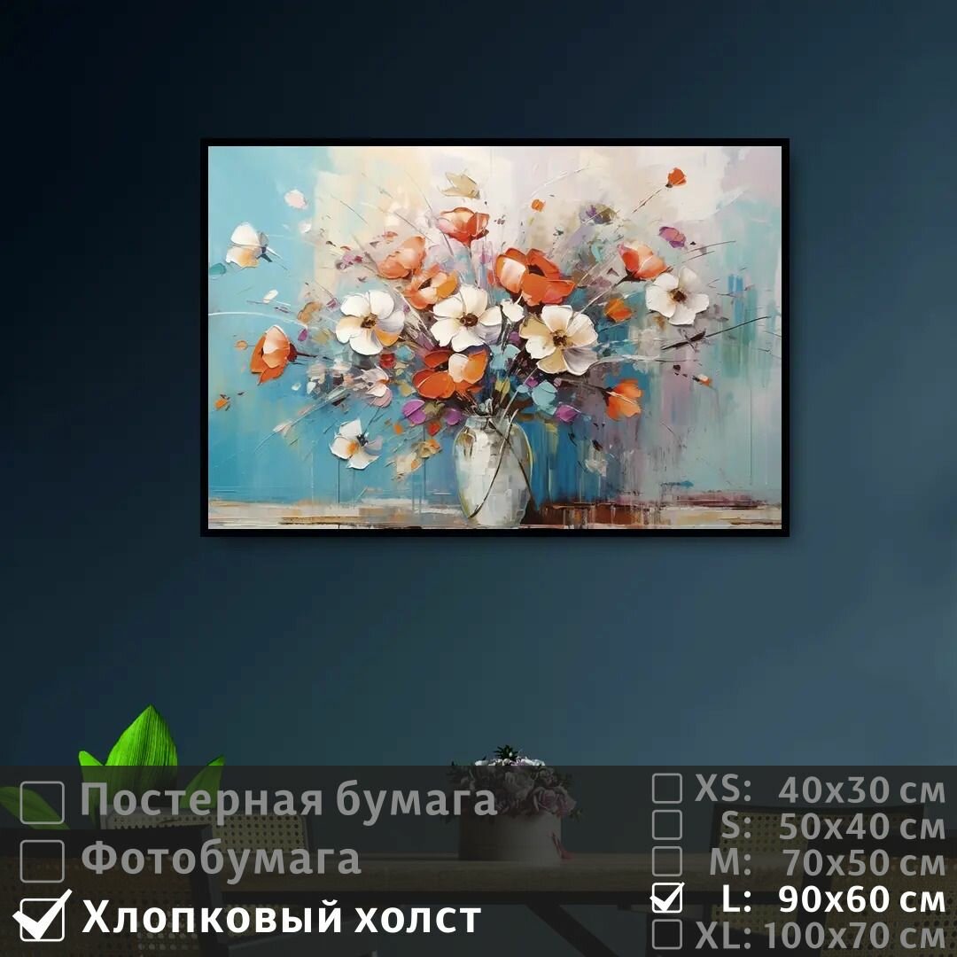 Постер на холсте Красивые Цветы Космеи 90х60 см ПолиЦентр