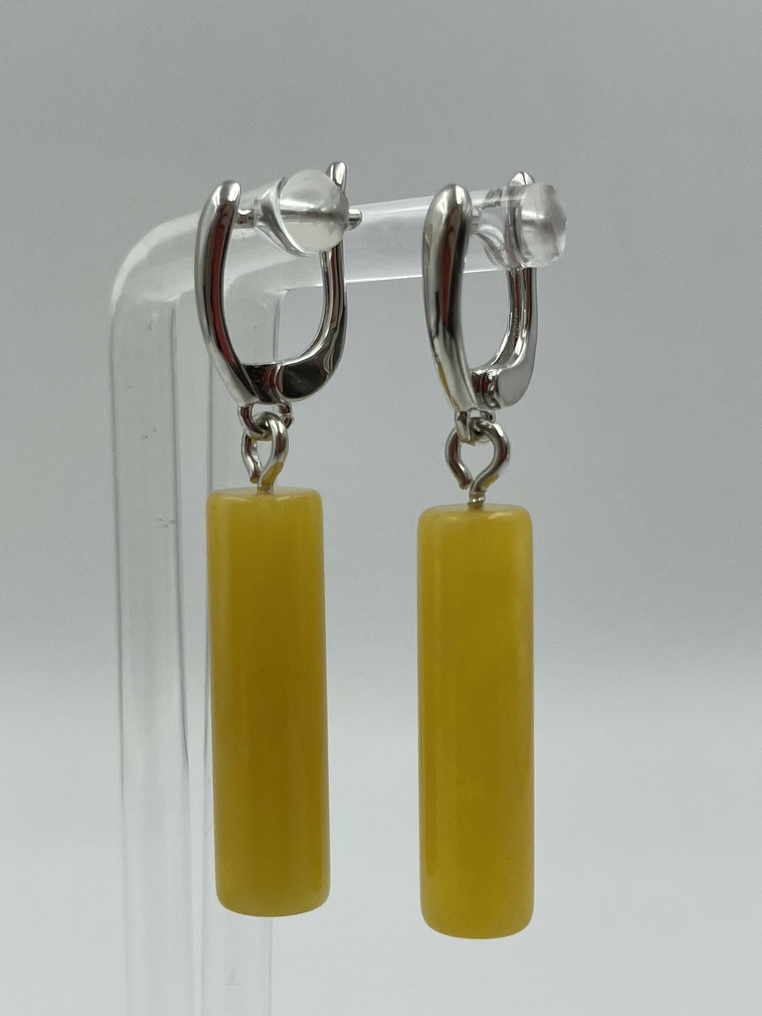 Серьги с подвесками, янтарь прессованный