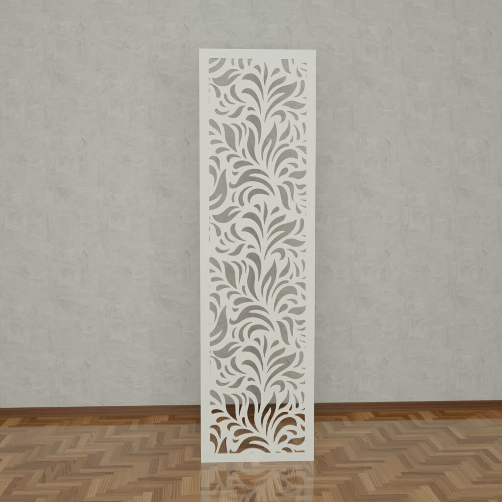 Ширма перегородка для зонирования комнаты. Панно . Модель Альберо белая. 1750*500 мм