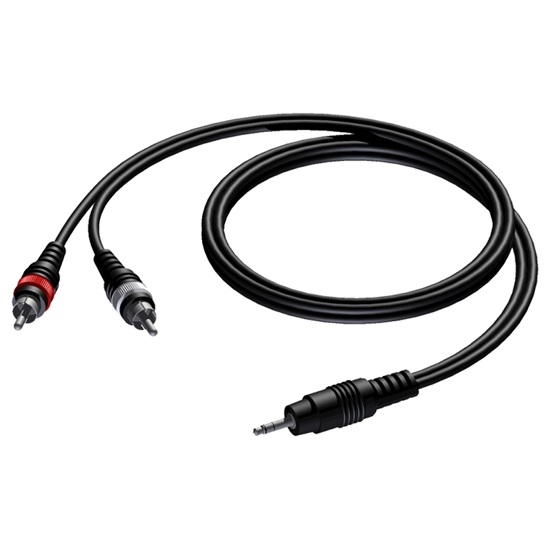 Procab CAB711/20- Аудиокабель miniJack 3,5 мм стерео (вилка) – 2х RCA (вилка)