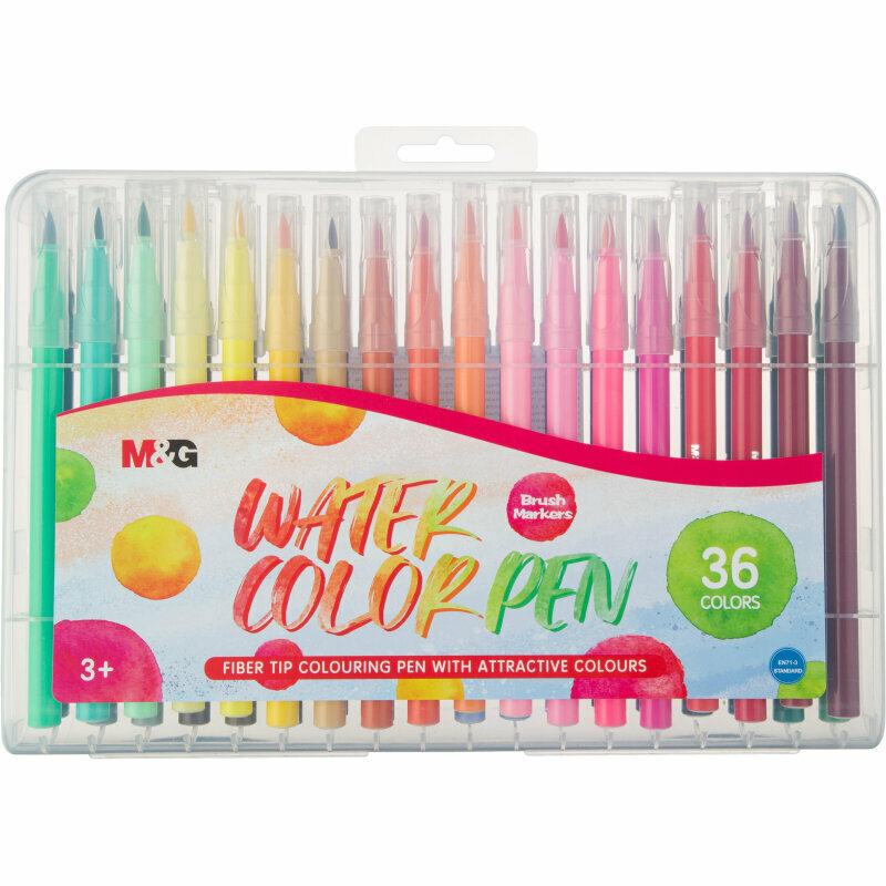 Фломастеры M&G, круглый корпус, смываемые, 36 цветов в наборе, 1785593