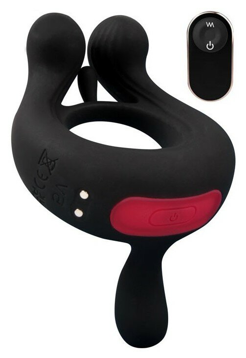 Черное эрекционное виброкольцо Sex Expert с пультом ДУ Sex Expert