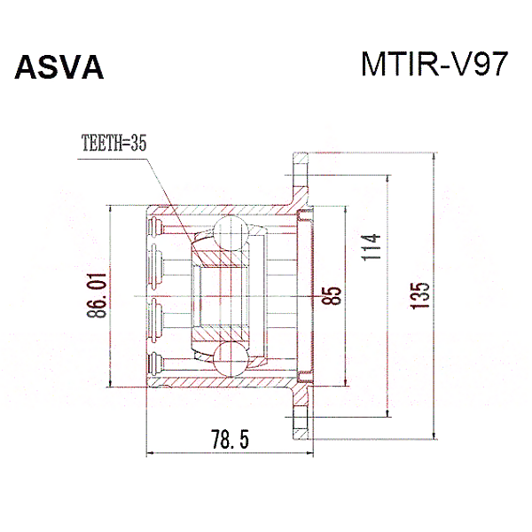 ASVA MTIR-V97 шрус прав. Mitsubishi (Мицубиси) Pajero (Паджеро) IV montero v87w / v97w 2006-