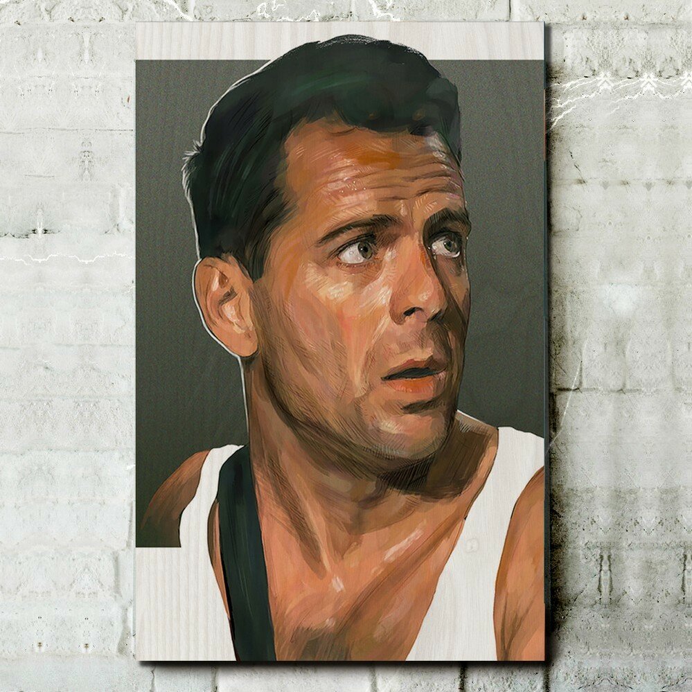 Картина интерьерная на дереве фильм Крепкий Орешек (Die Hard, Брюс Уиллис) - 14283 В