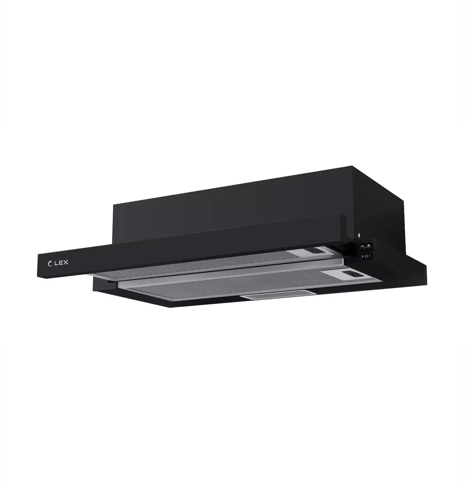 Вытяжка LEX Hubble 600 Black, встраиваемая, 1 двигатель, 2 скорости, отвод/циркуляция, 650 м³/ч