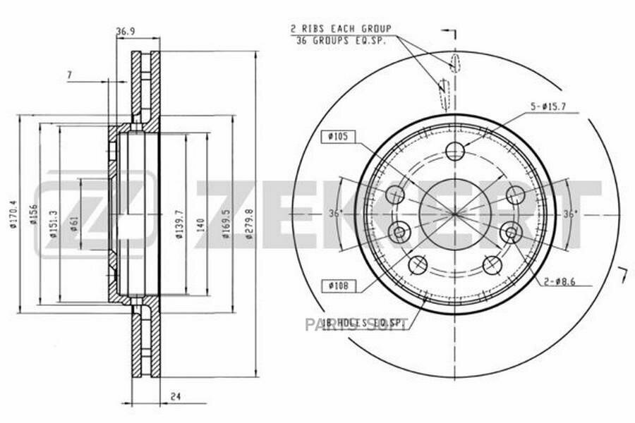 ZEKKERT BS-5631 Диск торм. перед. Renault Kangoo II 08- Be Bop 09- ()