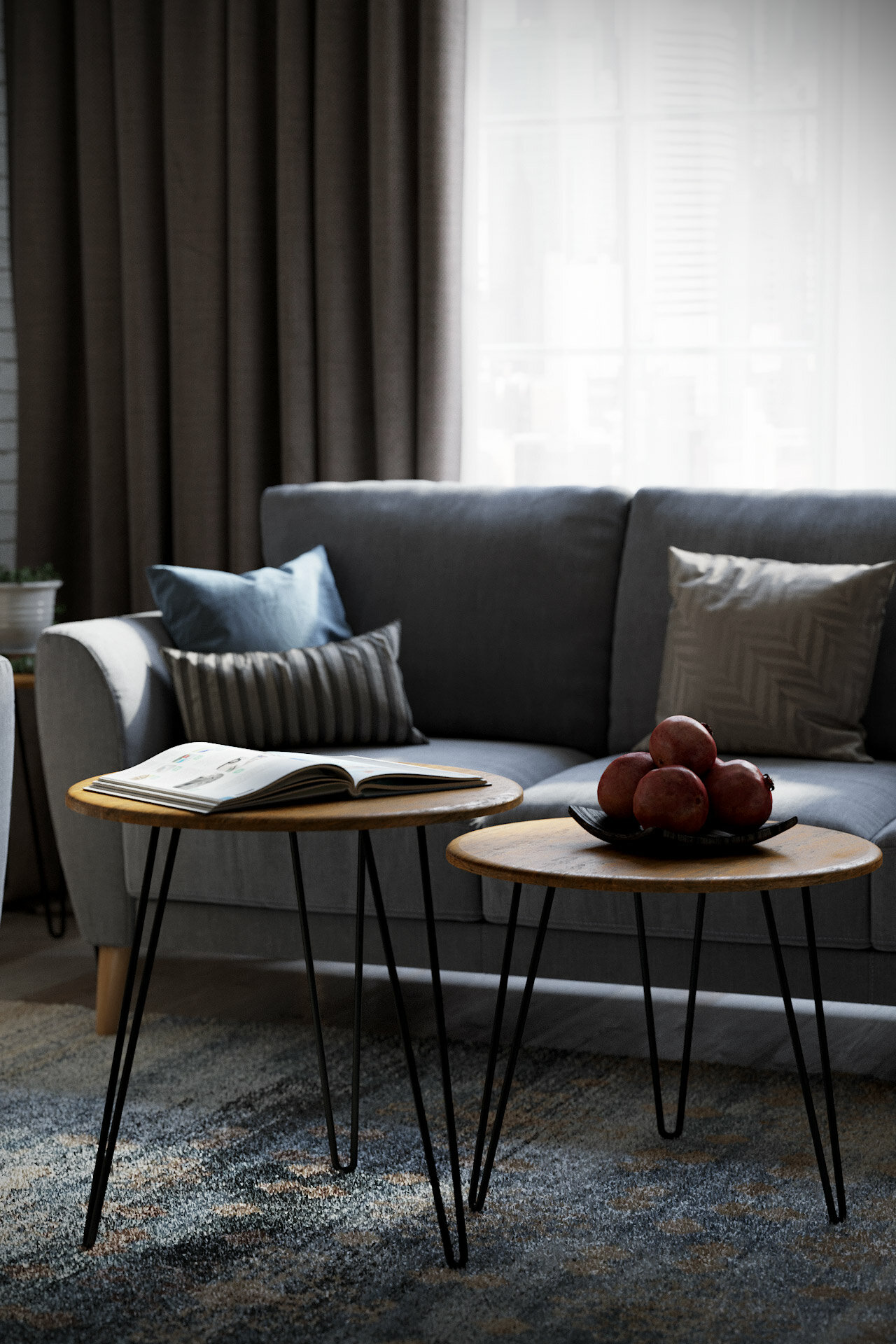 Журнальный столик "РИД 530" PRIME, лофт, круглый, 55см, цвет дуб американский