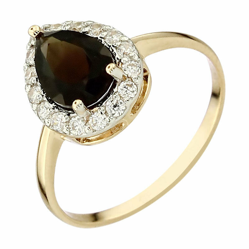 Кольцо, красное золото, 585 проба, раухтопаз