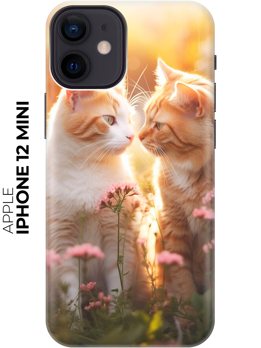 Силиконовый чехол на Apple iPhone 12 Mini / Эпл Айфон 12 мини с рисунком "Влюбленные котики"