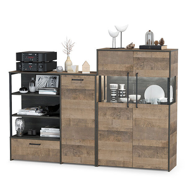 Трувор 13.307.01 Комод + 13.306 Комод с витриной, цвет дуб гранж песочный/интра