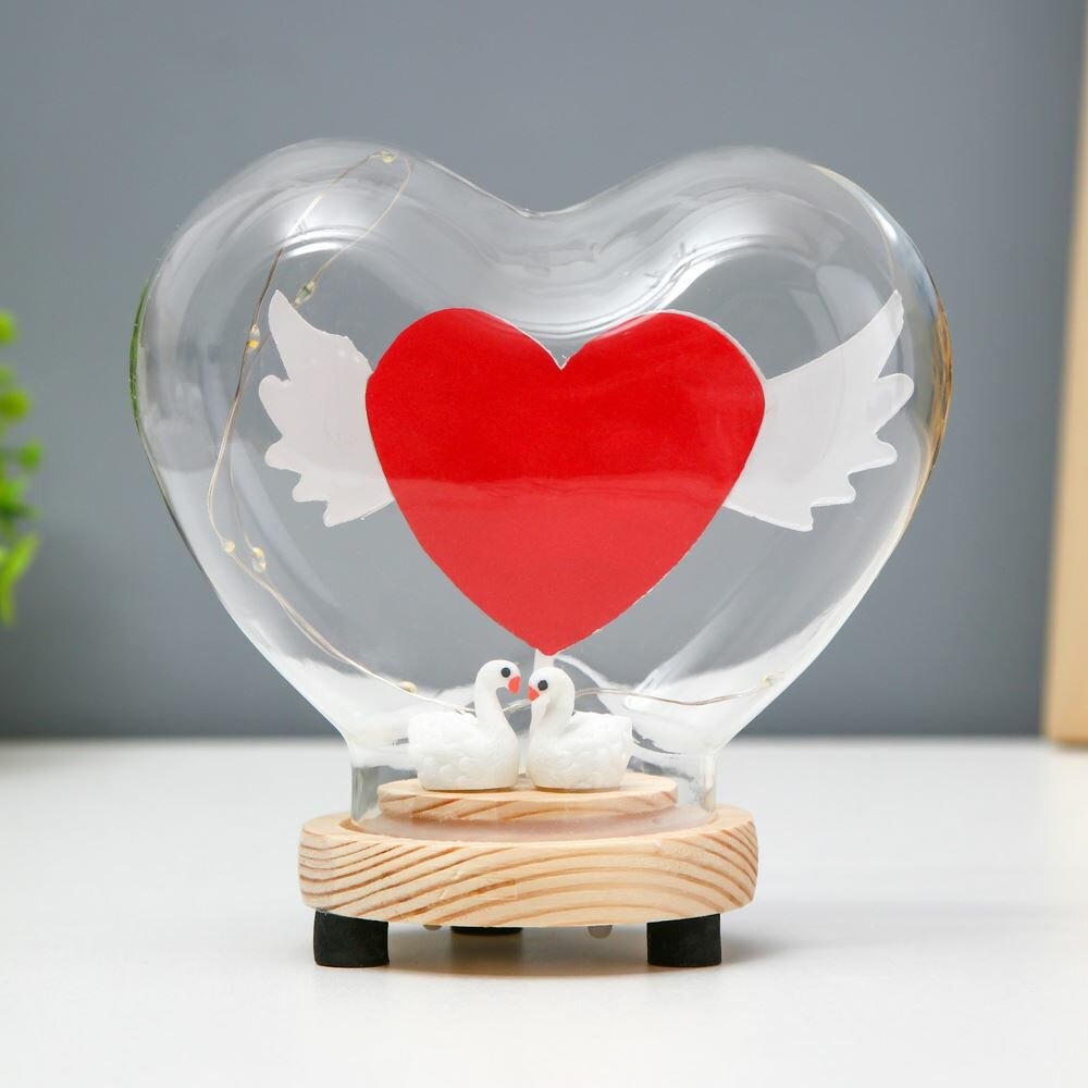 Ночник колба "Сердце" LED от батареек 3хLR44 13х7,2х12 см RISALUX