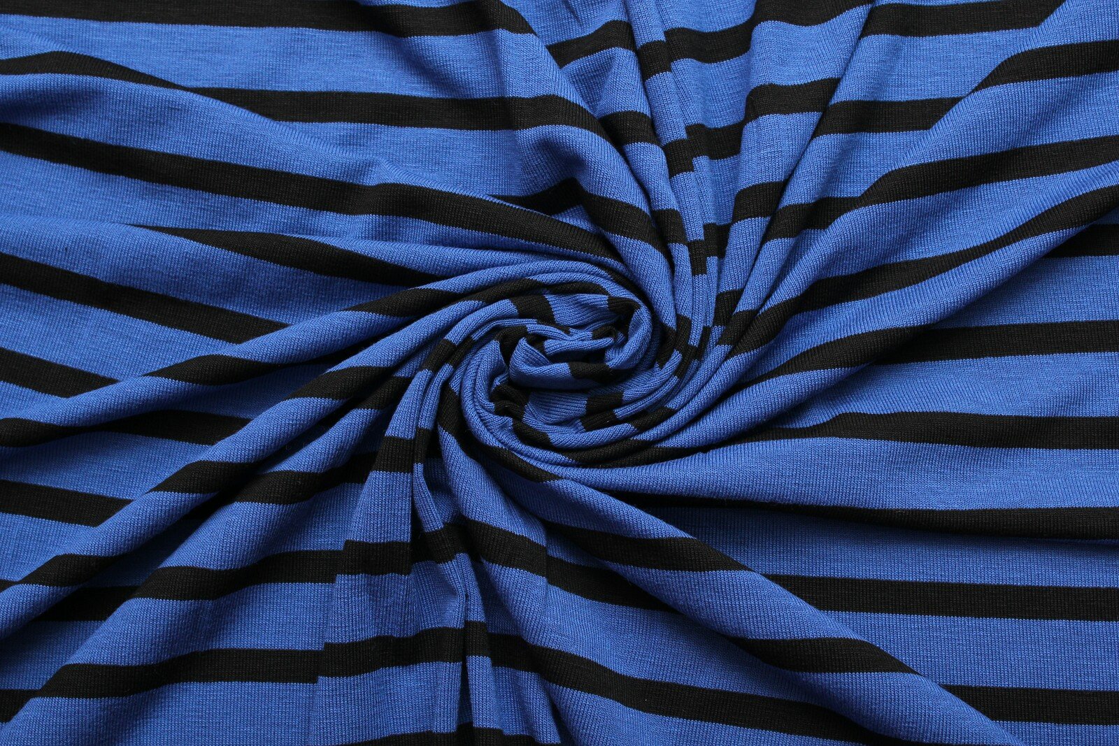 Ткань Трикотаж-стрейч синий в чёрную полоску, ш146см, 0,5 м