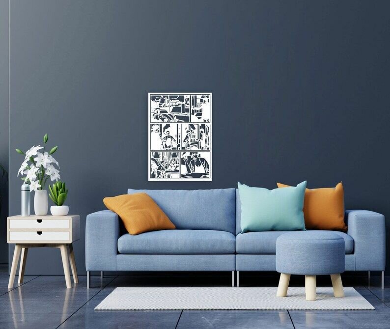 Декоративное панно деревянное, Комикс (белый цвет)