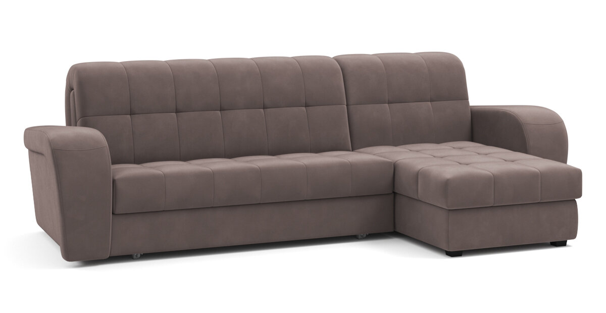 Угловой диван Цвет Диванов Брюссон NEXT 22 155 К-1 с оттоманкой мини 297 угловой Капучино c механизмом