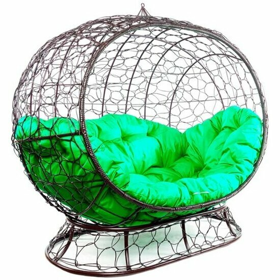 Диван M-group Улей на ножках в ротанге коричневое + зеленая подушка