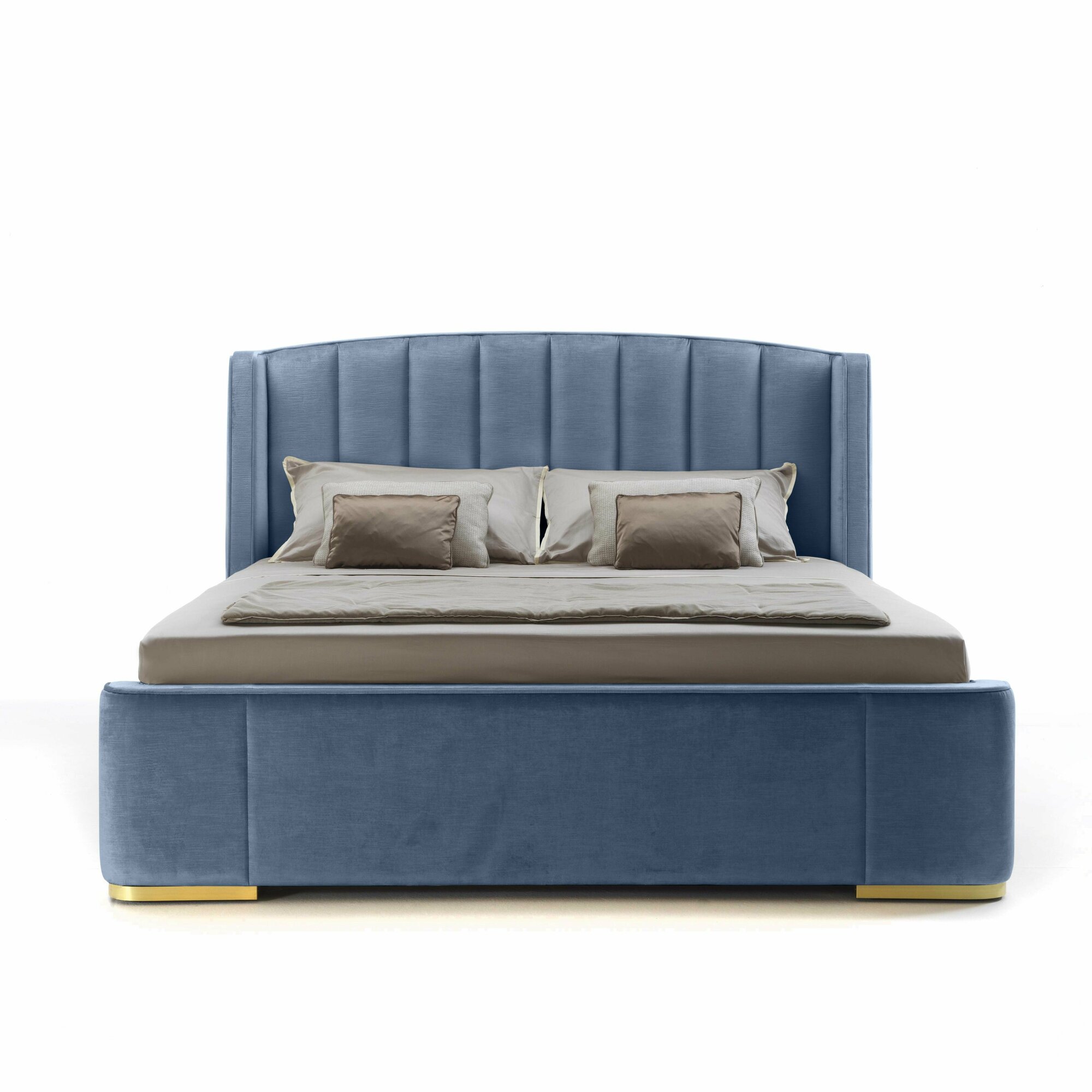 Двуспальная кровать Madison 160х200, с подъемным механизмом и ящиком для белья, голубой