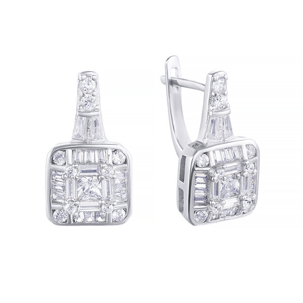 Серьги, серебро, 925 проба, фианит