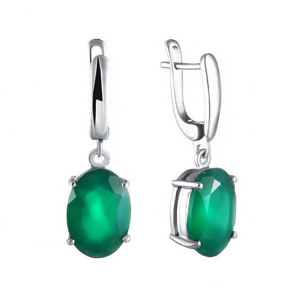 Серьги, серебро, 925 проба, агат