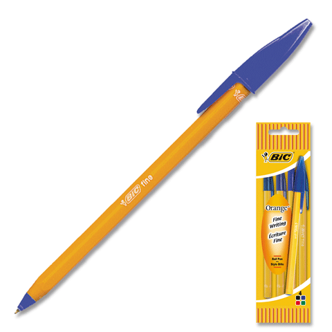 Набор из 3 штук Набор 4штуки Шариковая ручка BIC Orange тонкая линия, синий